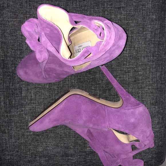 Jimmy Choo | Shoes | Jimmy Choo Pink Suede Authentic Heel Size 37 ...